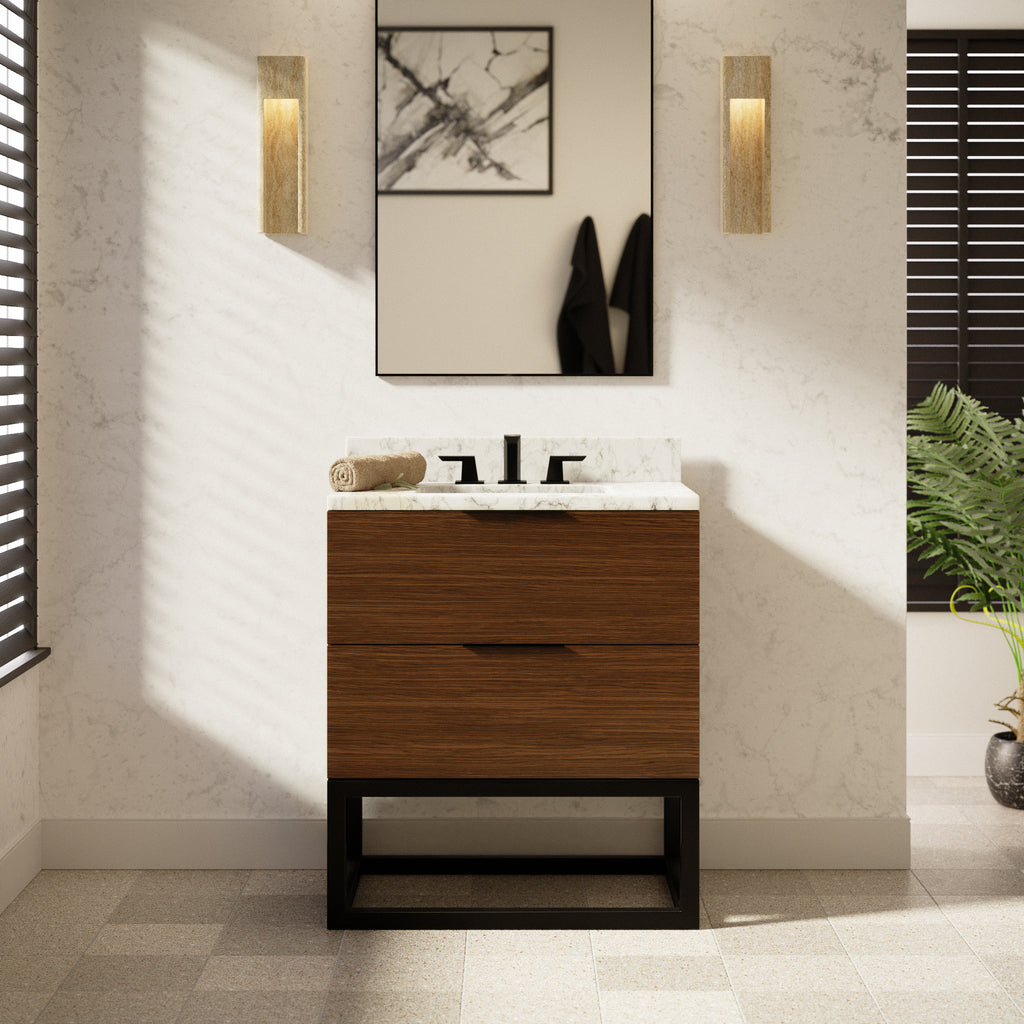Mia 30" Vanity Solid Wood Cabinet & Marble Top – KitchenBathCollection