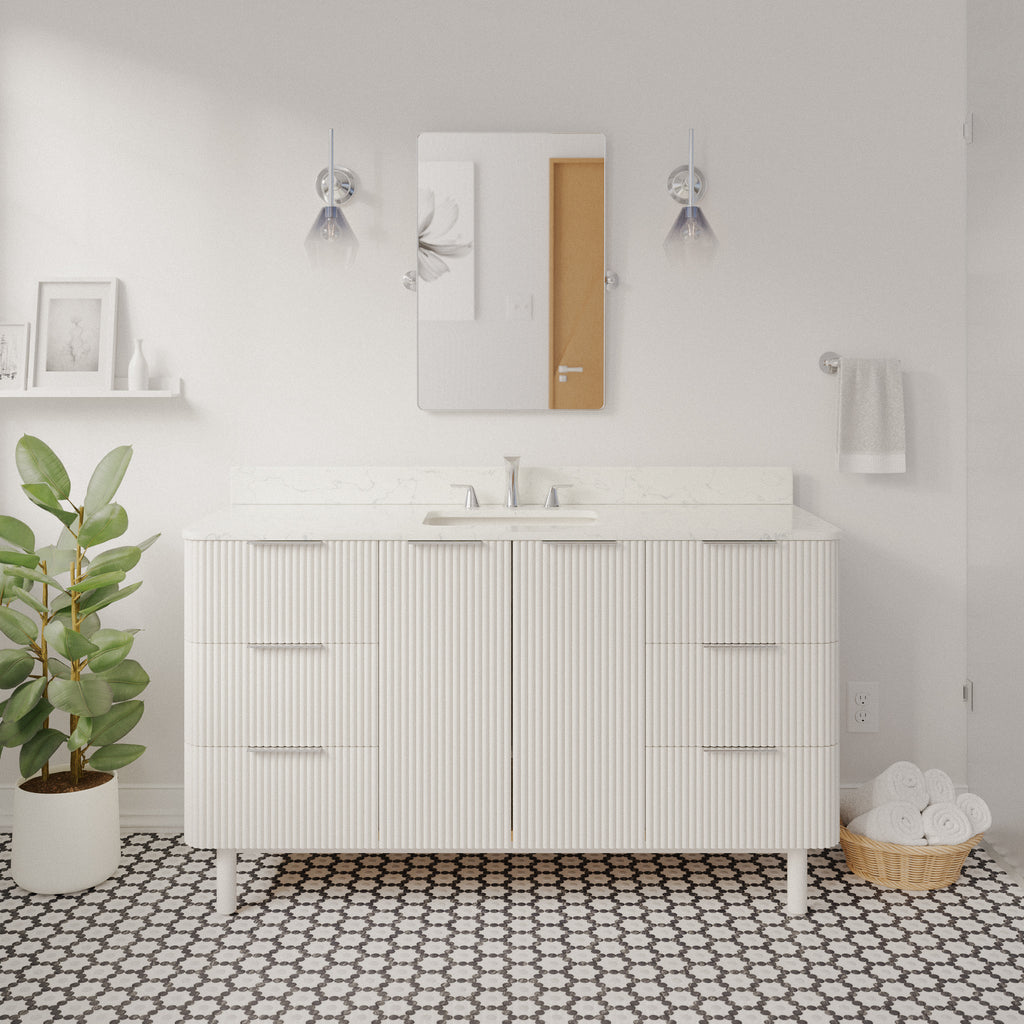 Utopia 60" Single Bathroom Vanity with Engineered Marble Top ...