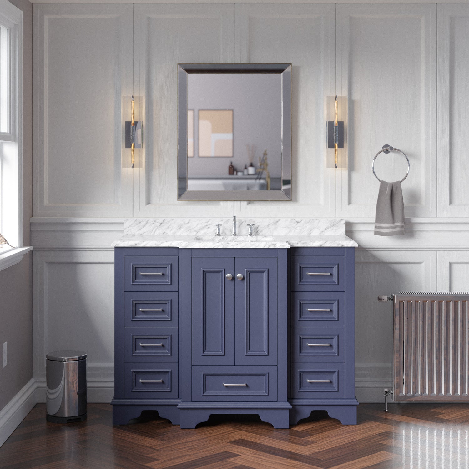 Nantucket 48" Traditional Bathroom Vanity with Carrara Marble Top ...