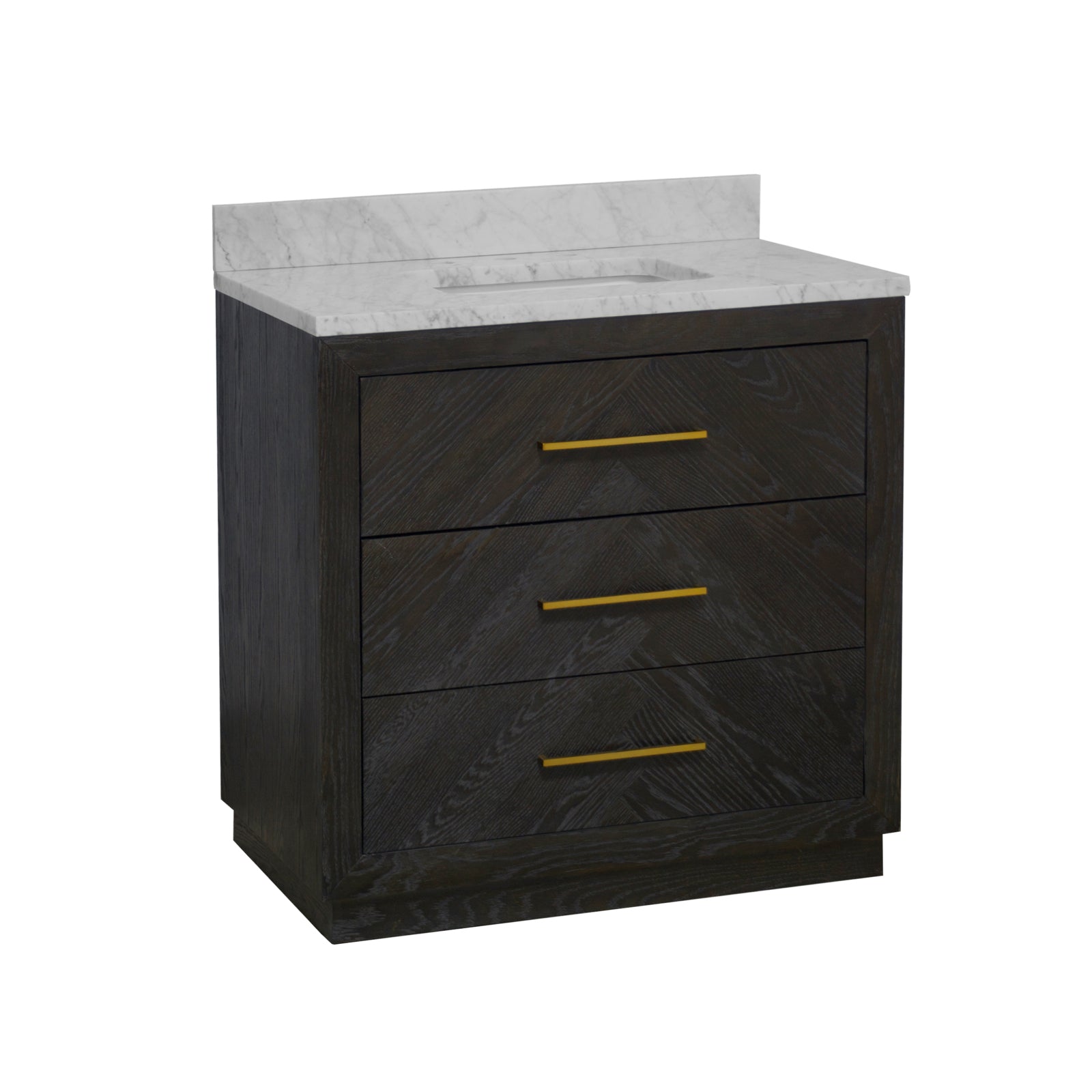 Avery 36" Modern Oak Bathroom Vanity with Sink & Carrara Marble Top ...