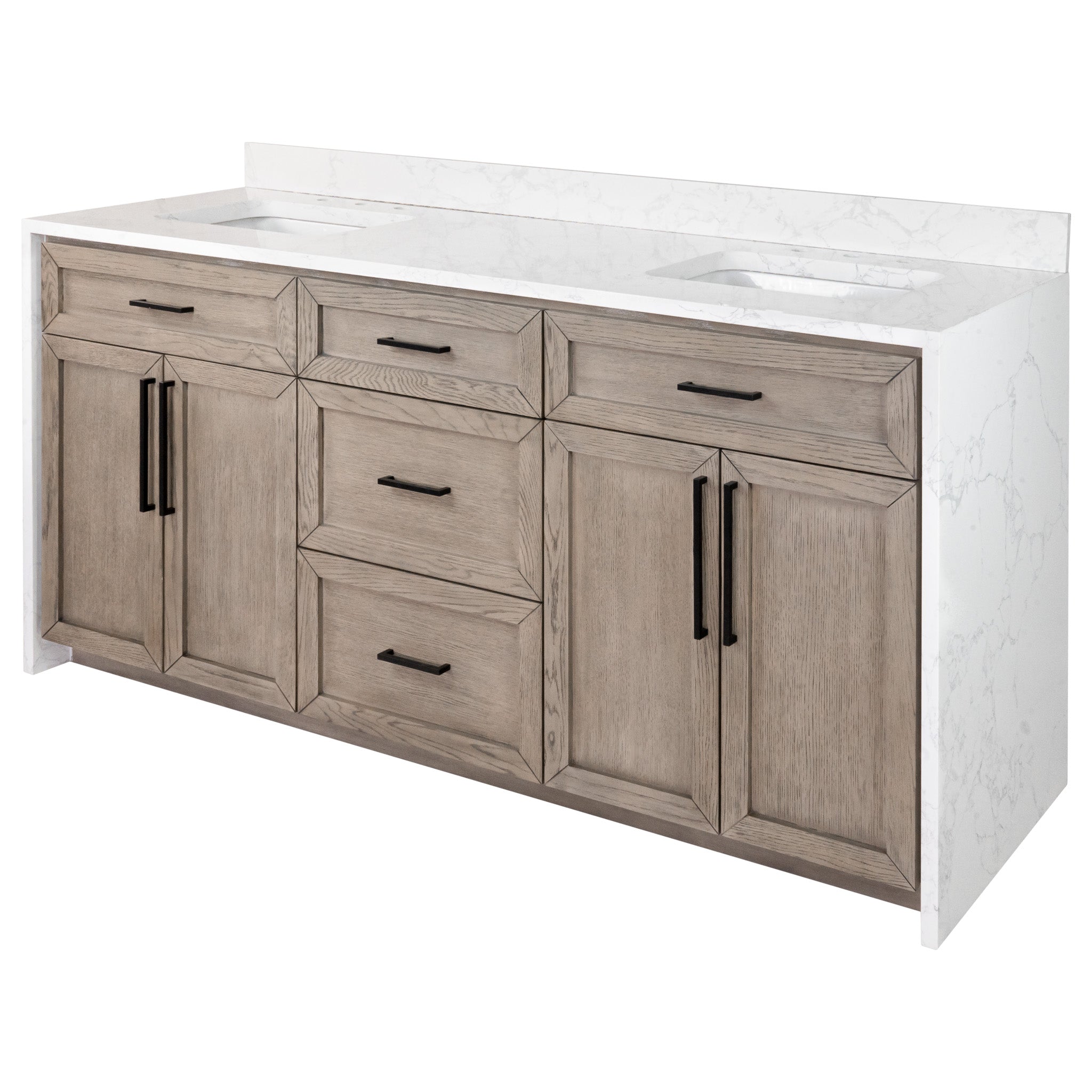 Palisade 72-inch Double Bathroom Vanity with Engineered Marble Top ...