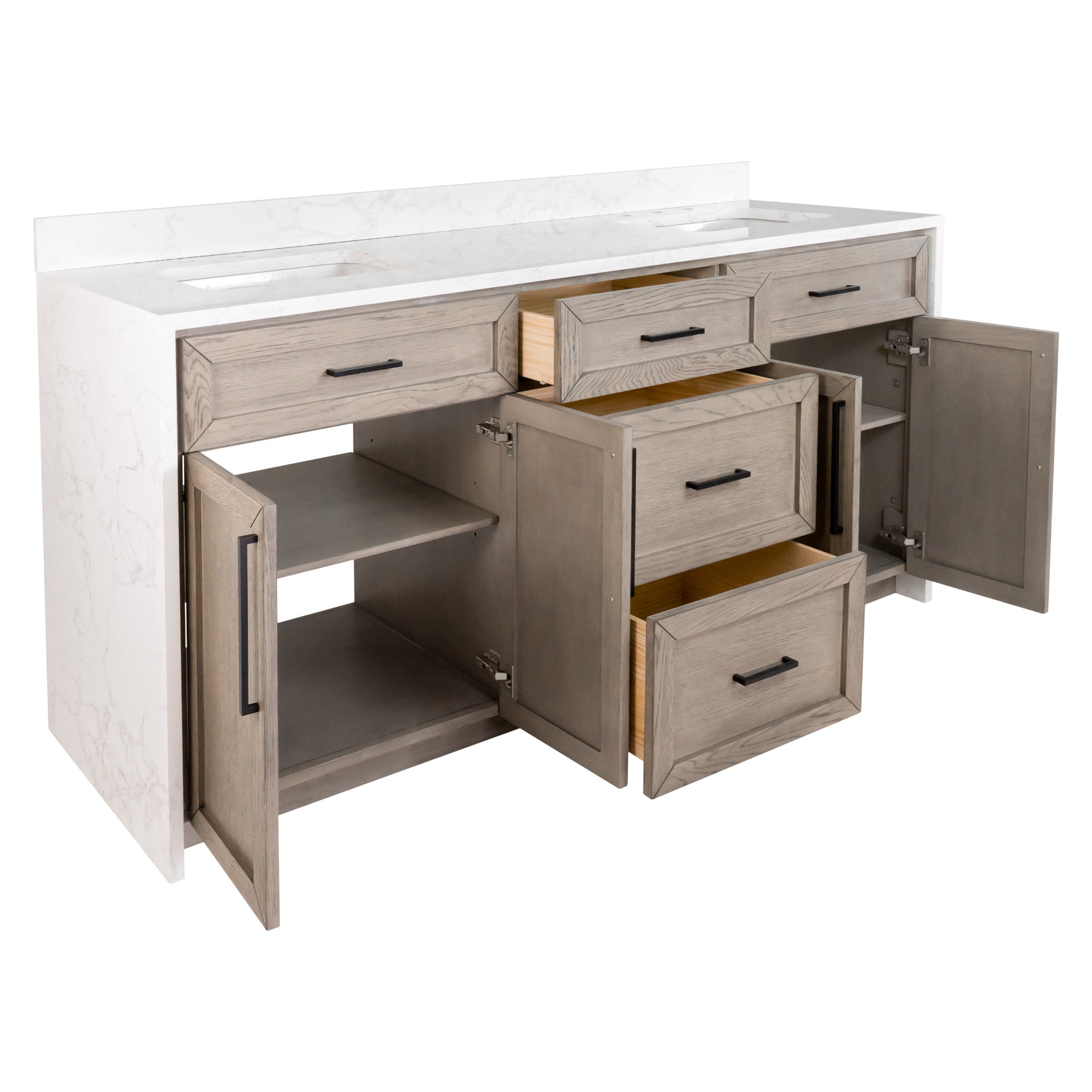 Palisade 72-inch Double Bathroom Vanity with Engineered Marble Top ...