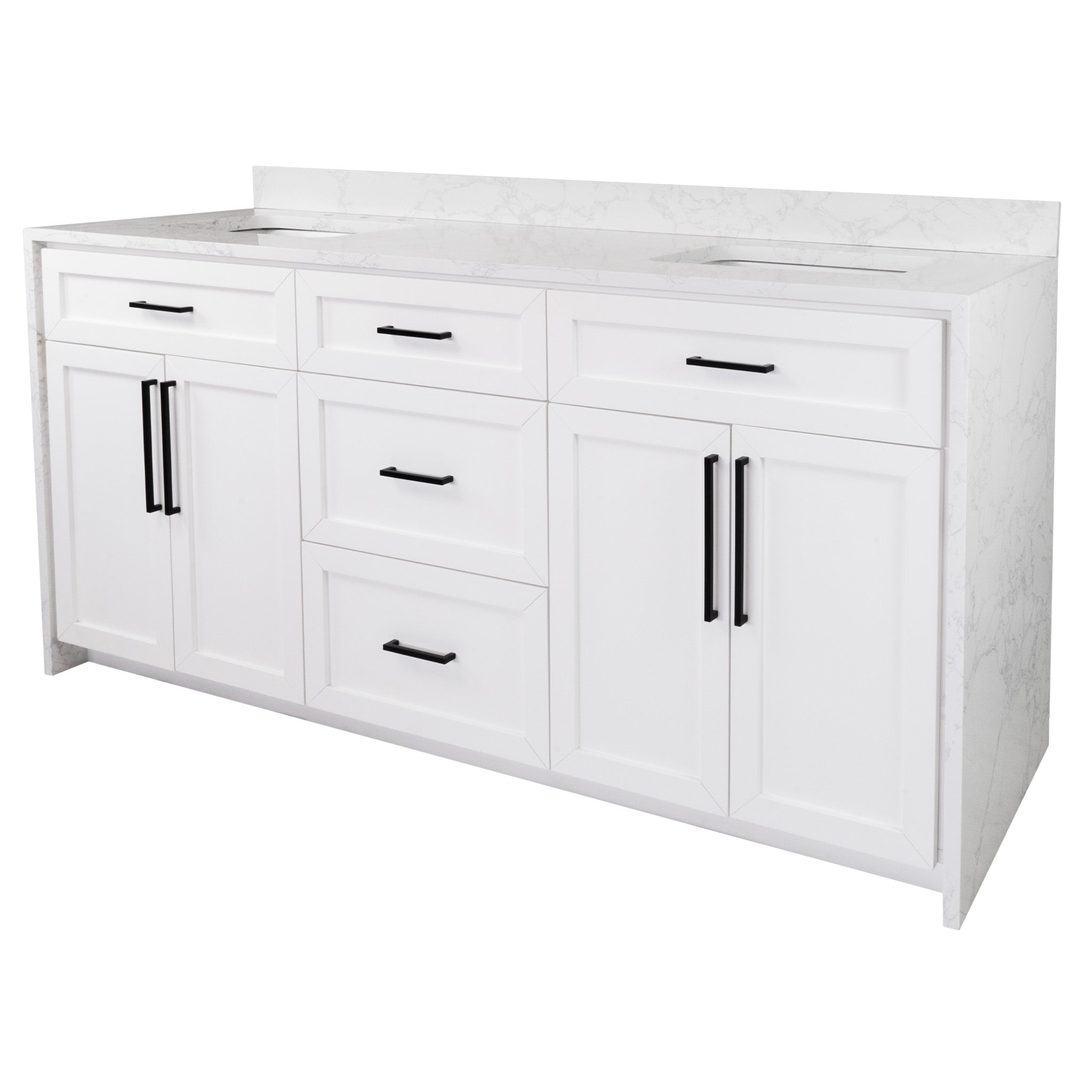 Palisade 72-inch Double Bathroom Vanity with Engineered Marble Top ...