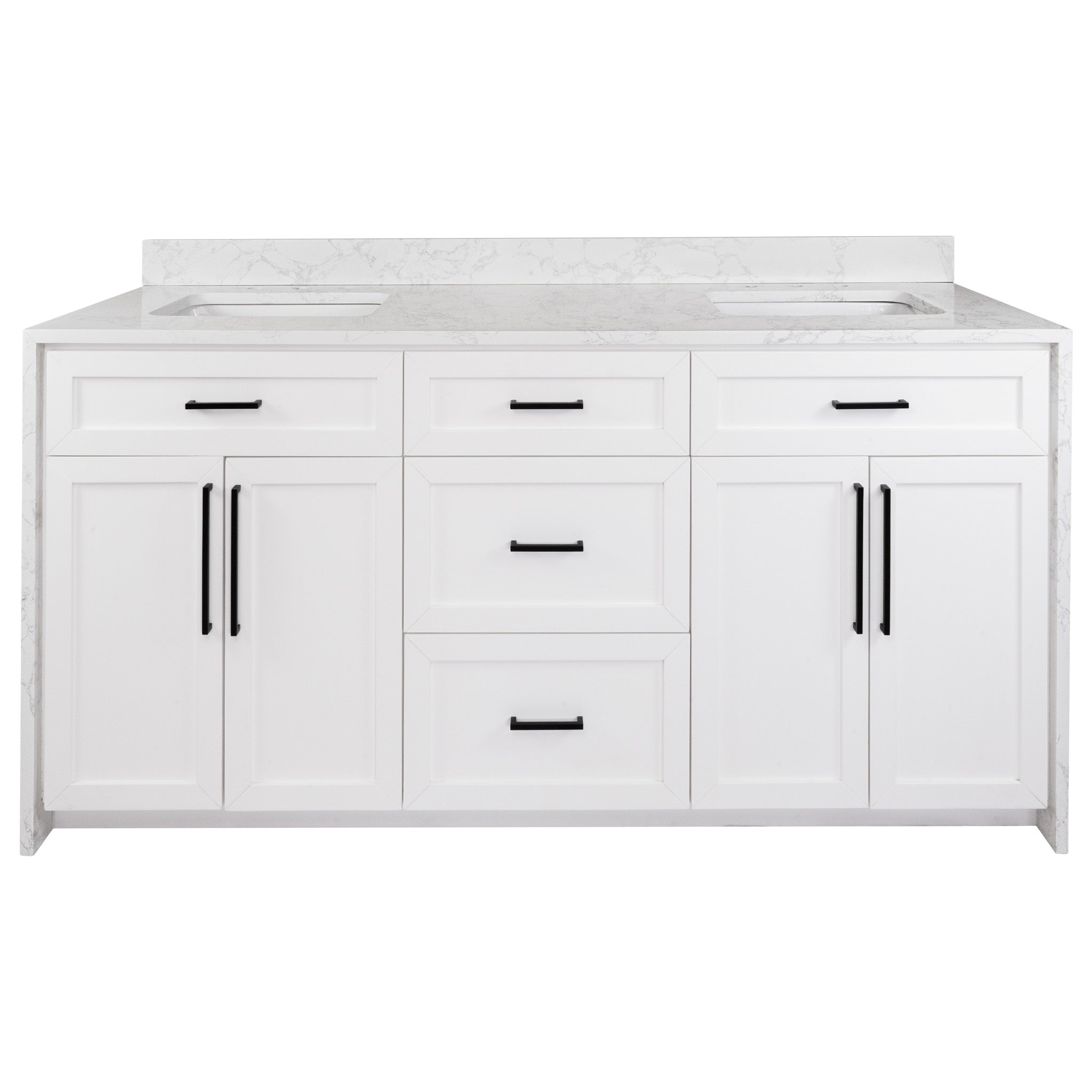 Palisade 72-inch Double Bathroom Vanity with Engineered Marble Top ...